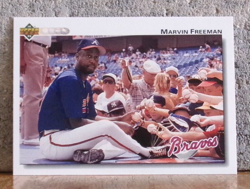 AWESOME PHOTO ON OLDER BASEBALL CARD ATL. BRAVES MARVIN FREEMAN SIGNING ...