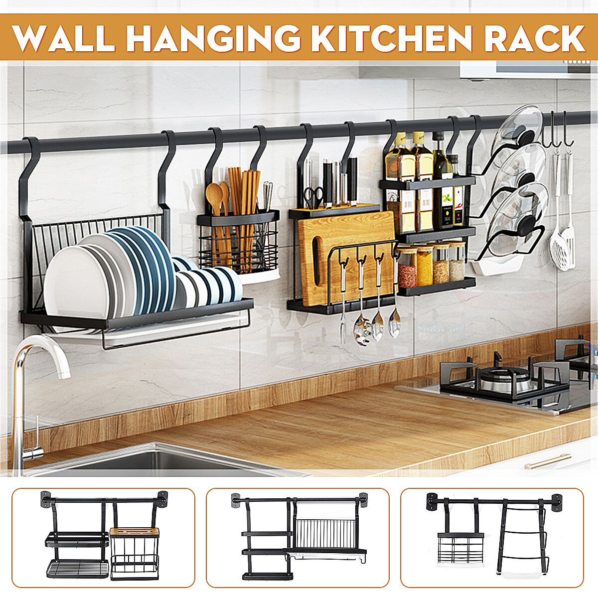 Pantry Door Spice Rack Organizer Over the Door Shelf Kitchen Hanging ...