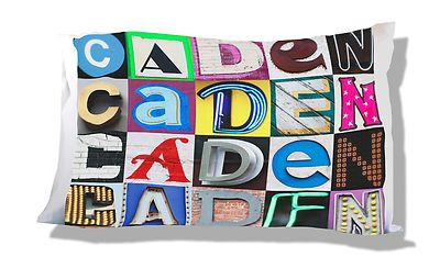 CADEN Personalized Pillowcase featuring photos of sign letters | eBay