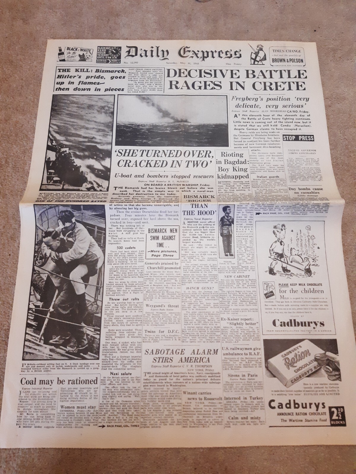 Original WWII Reprint Newspapers from 1970s Daily Mail, Sunday Times ...
