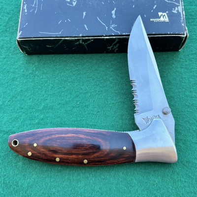 MASTER KNIVES Folding Pocket Knife EDC liner Lock Wood Handles w/ Box ...