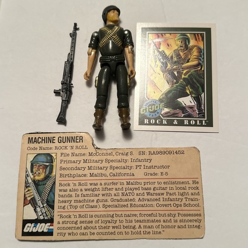 1982 Gi Joe 3.75" Rock N Roll V1 Machine Gunner Straight Arm Figure w ...