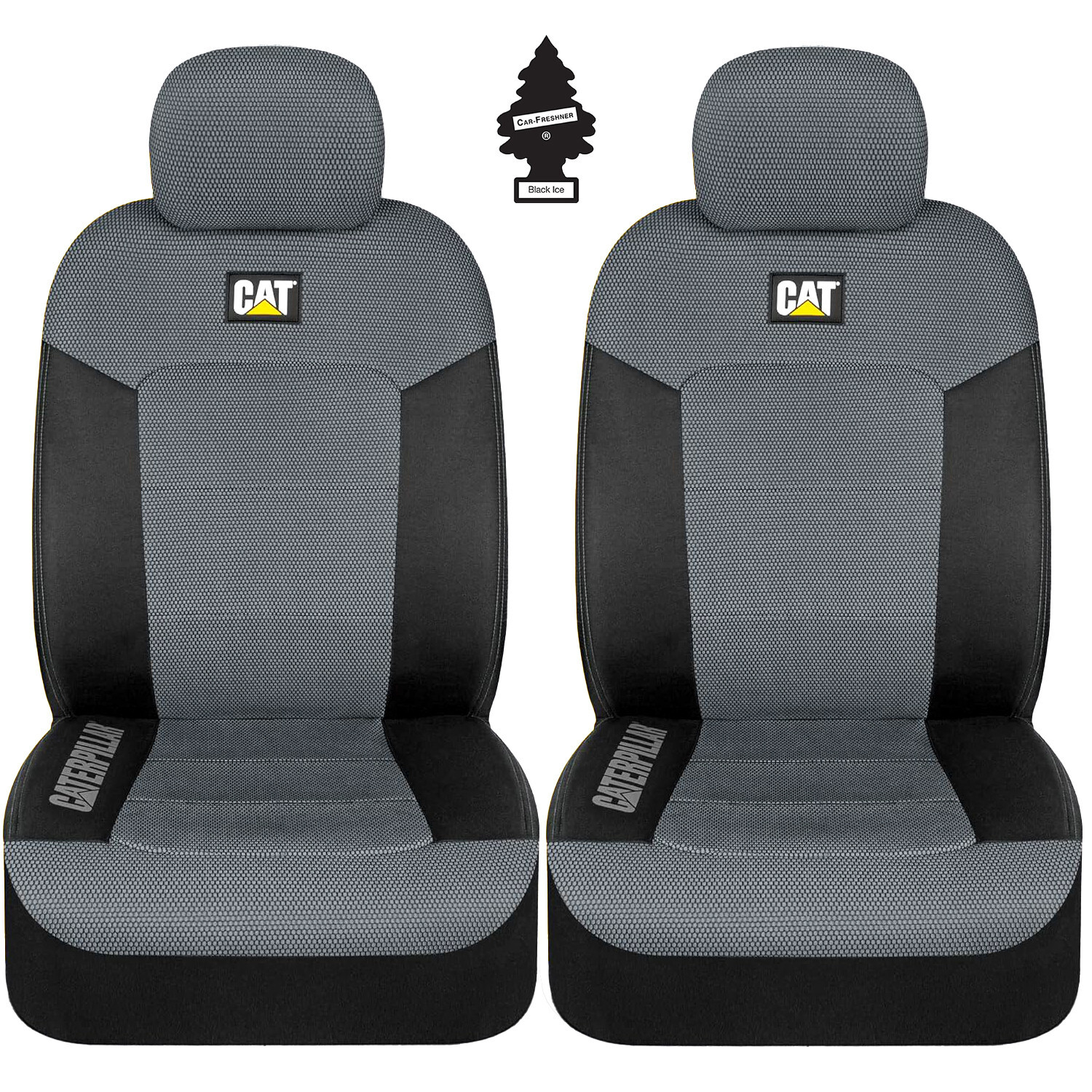 ⭐️⭐️⭐️⭐️⭐️New Caterpillar Car Truck Front Seat Covers Set Black Grey ...