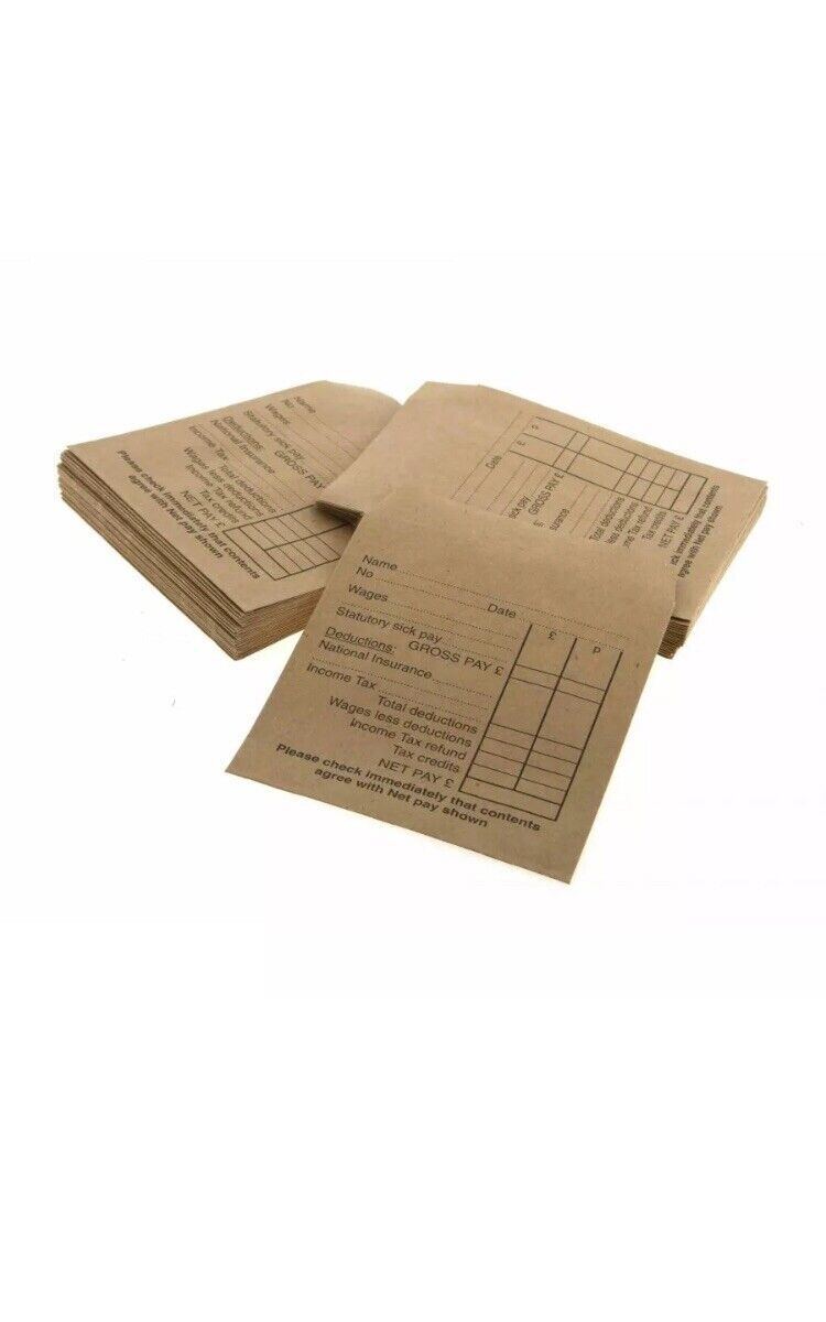500 Gummed Wage Packets Pay Envelopes Staff Salary Slip Business Shop ...