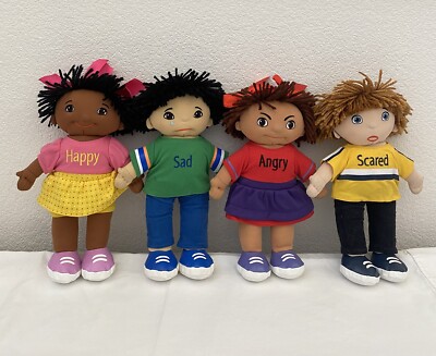 Lakeshore 12” H Feelings Soft Emotions Dolls Lot of 4 Happy Sad Angry ...