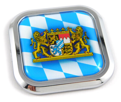 Bavaria Flag German Square Chrome rim Emblem Car 3D Decal Badge sticker ...