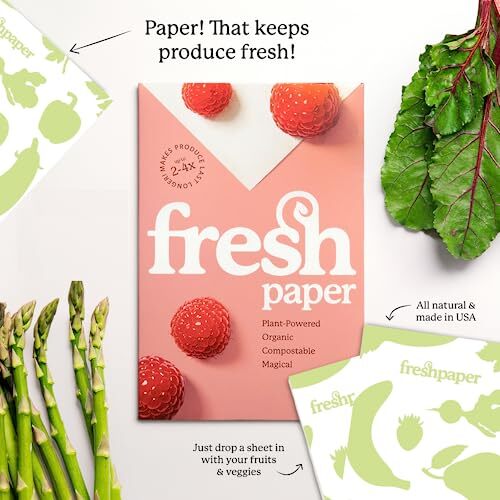 FRESHPAPER Keeps Fruits & Vegetables Fresh for 2-4x Longer, 8 Reusable ...