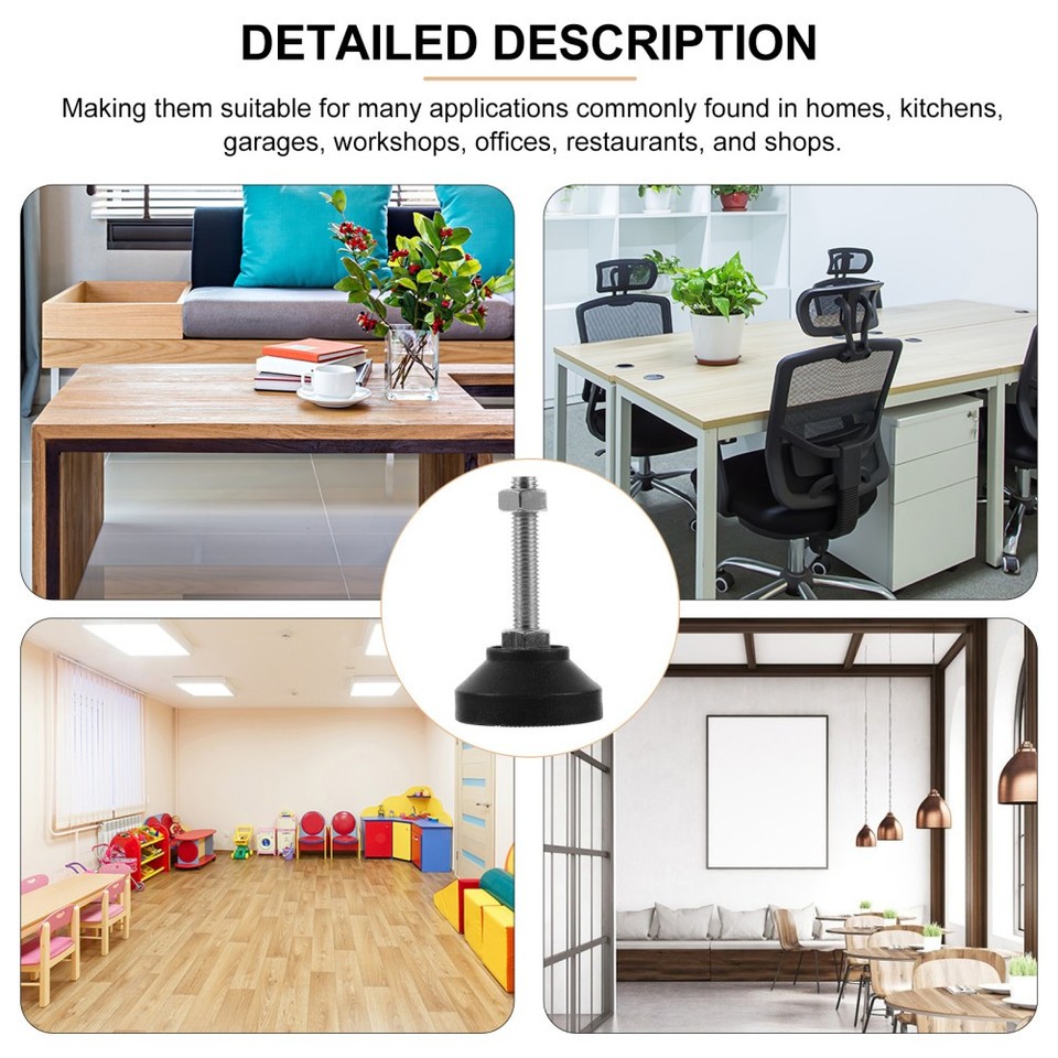 8 Pcs Leveling Feet Fully Threaded Adjustable Furniture Legs for Tables ...