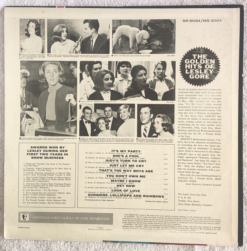 LESLEY GORE "GOLDEN HITS" ORIGINAL 1965 MERCURY 1st PRESS, NOT A ...
