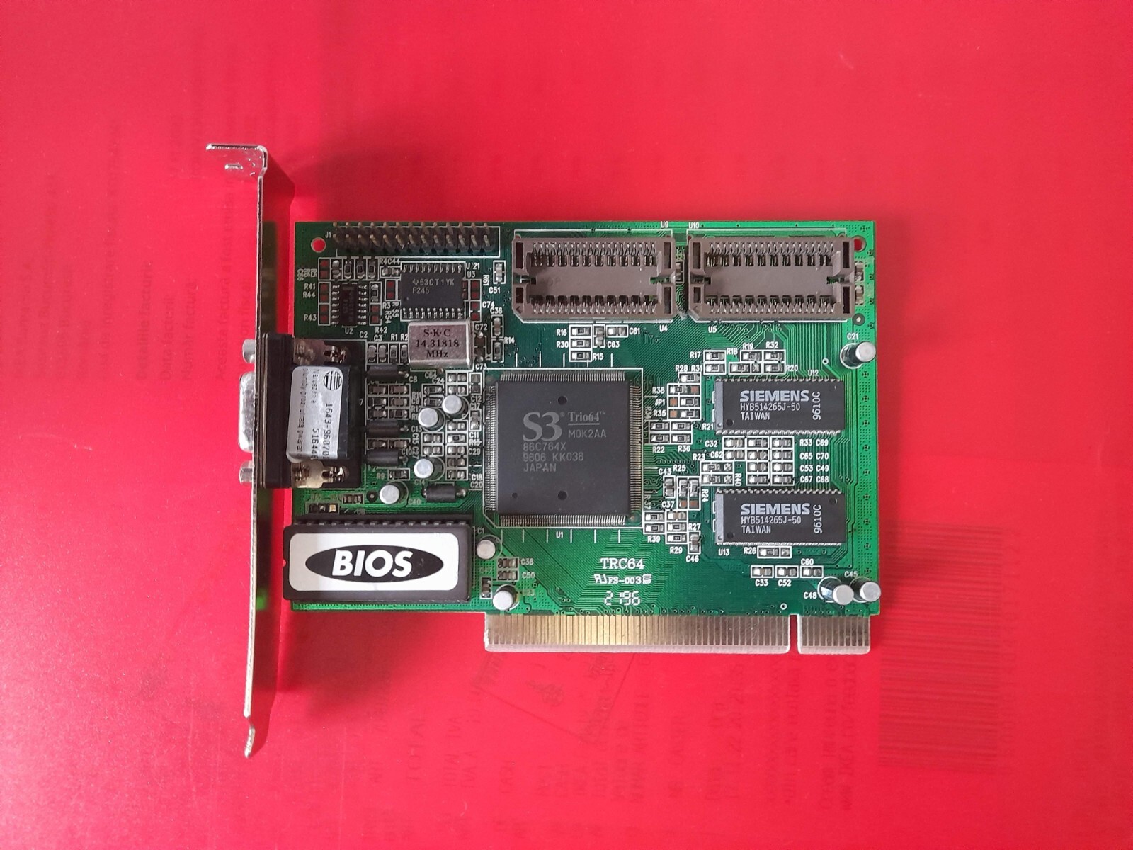 S3 Trio64 1MB PCI VGA Video Card Vintage 86C764X Siemens RAM ...