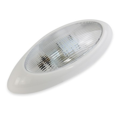 12" LED Security Oval Scare Porch Light Clear Lens,White Base Durable ...