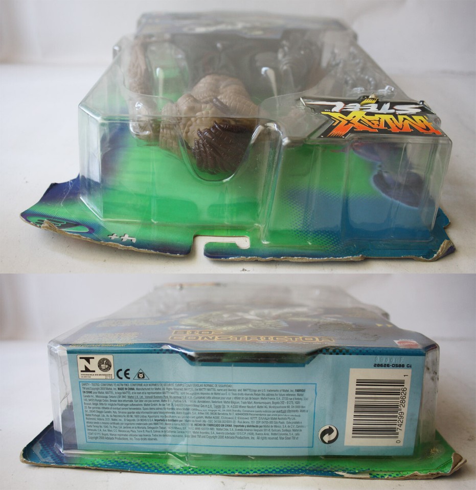 RARE 2000 MAX STEEL BIO CONSTRICTOR FIGURE MATTEL EUROPEAN NEW SEALED ...