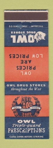Matchbook Cover - Owl Drug Stores | eBay