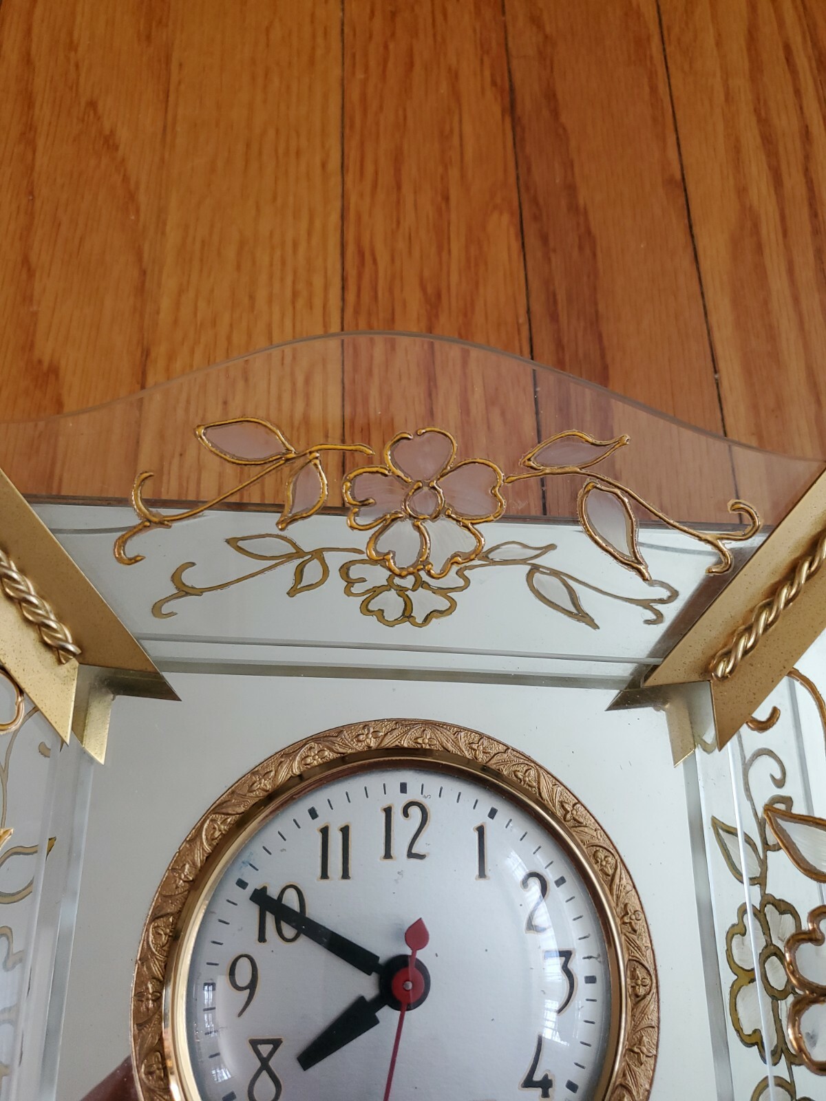 Vintage Sessions Mantle Vanity Clock Art Deco Mirror Glass Gold Enamel ...