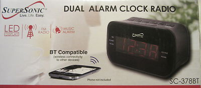 Supersonic SC-378BT Dual Alarm Clock Radio with Wireless Connectivity ...