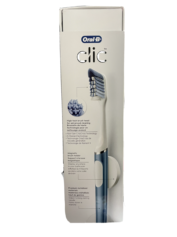 Oral-B Clic Manual Toothbrush Alaska Blue Magnetic Holder Extra Brush ...
