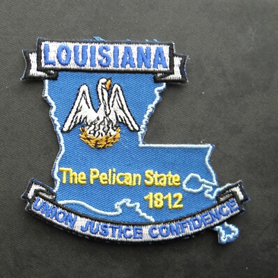 LOUISIANA PELICAN STATE EMBROIDERED US STATE MAP PATCH 3.5 X 3.25 ...