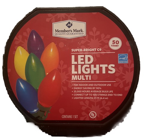 NEW Member's Mark Super Bright LED C9 Lights Indoor Outdoor Multicolor ...