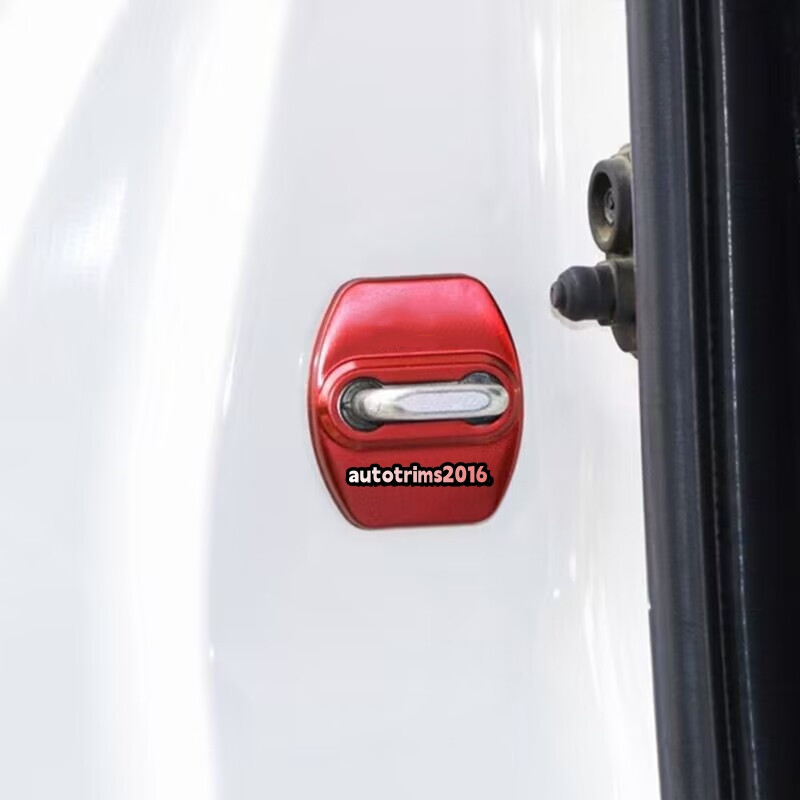 Red Car Accessories Door Lock Cover Protector Trim For Hyundai Santa ...