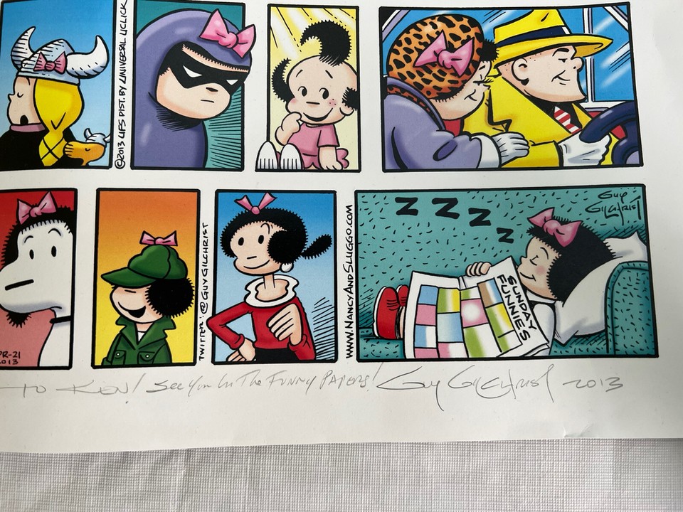 Original 1996 Nancy Sunday comic strip art signed by Guy Gilchrist | eBay