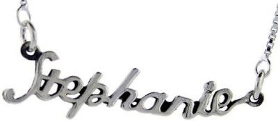 925 Sterling Silver Stephanie Name Plate Charm Pendant Necklace 17in ...