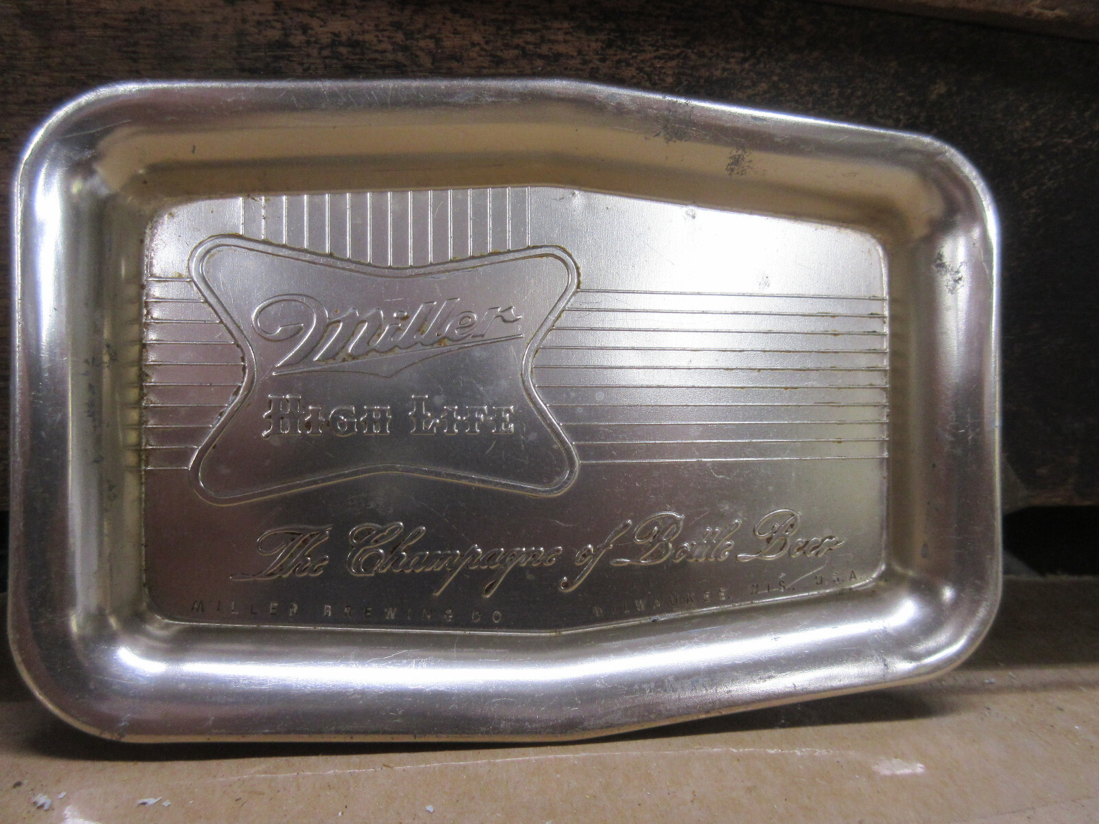 vintage miller high life tip tray aluminum 6" beer tip tray | eBay