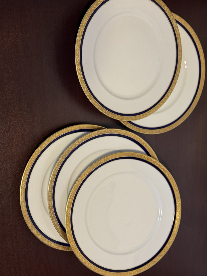 Vintage Noritake M Japan Plates 10.5” Cobalt Blue & Gold Trim Excellent ...