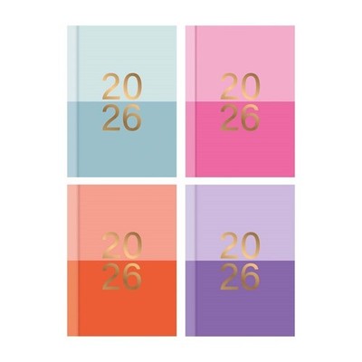 2026 Foil Diary Pocket Slim Cute 2 Tone A7 HardBack Week to View ...
