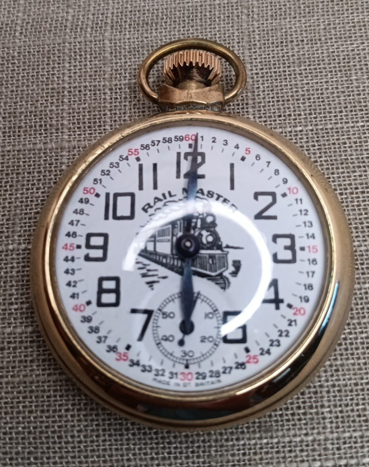 Vintage Rail Master Mechanical Wind Up Pocket Watch T… - Gem