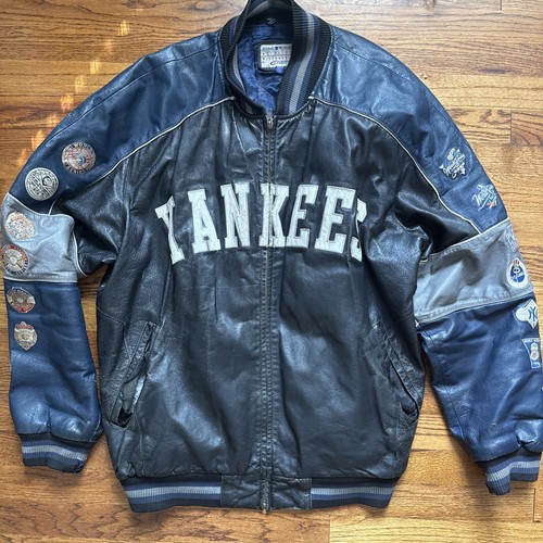 Vintage Y2K Yankee Leather 26 Time World Series Champions Jacket Bomber ...