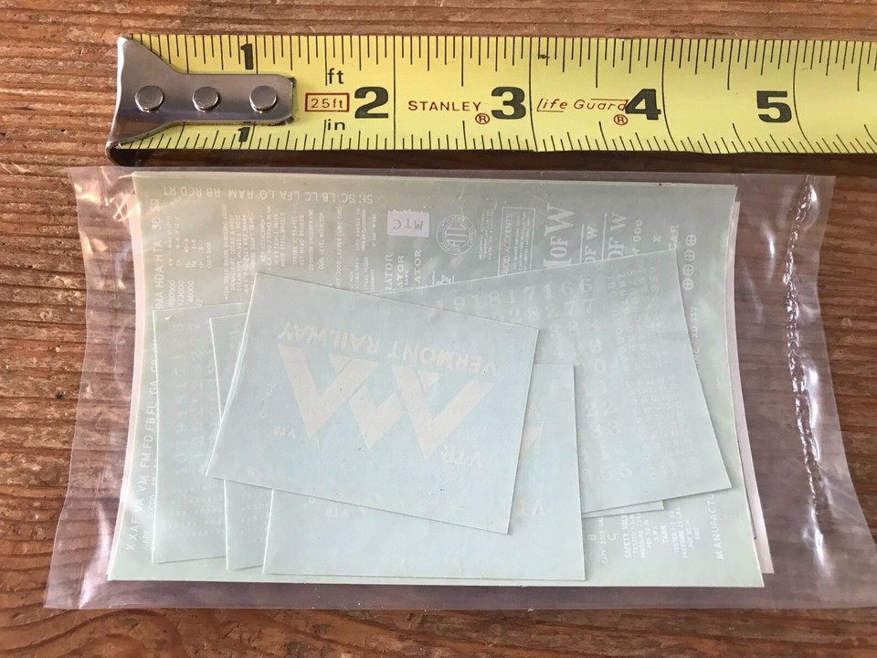 Walther’s HO Scale Decal kit 100-11 VERMONT RAILWAY Box Car sticker set ...