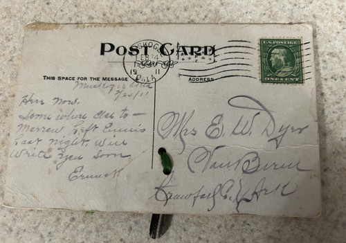 postcard With Used Ben Franklin 1 Cent Stamp Cool Date 02/14/1911 ...