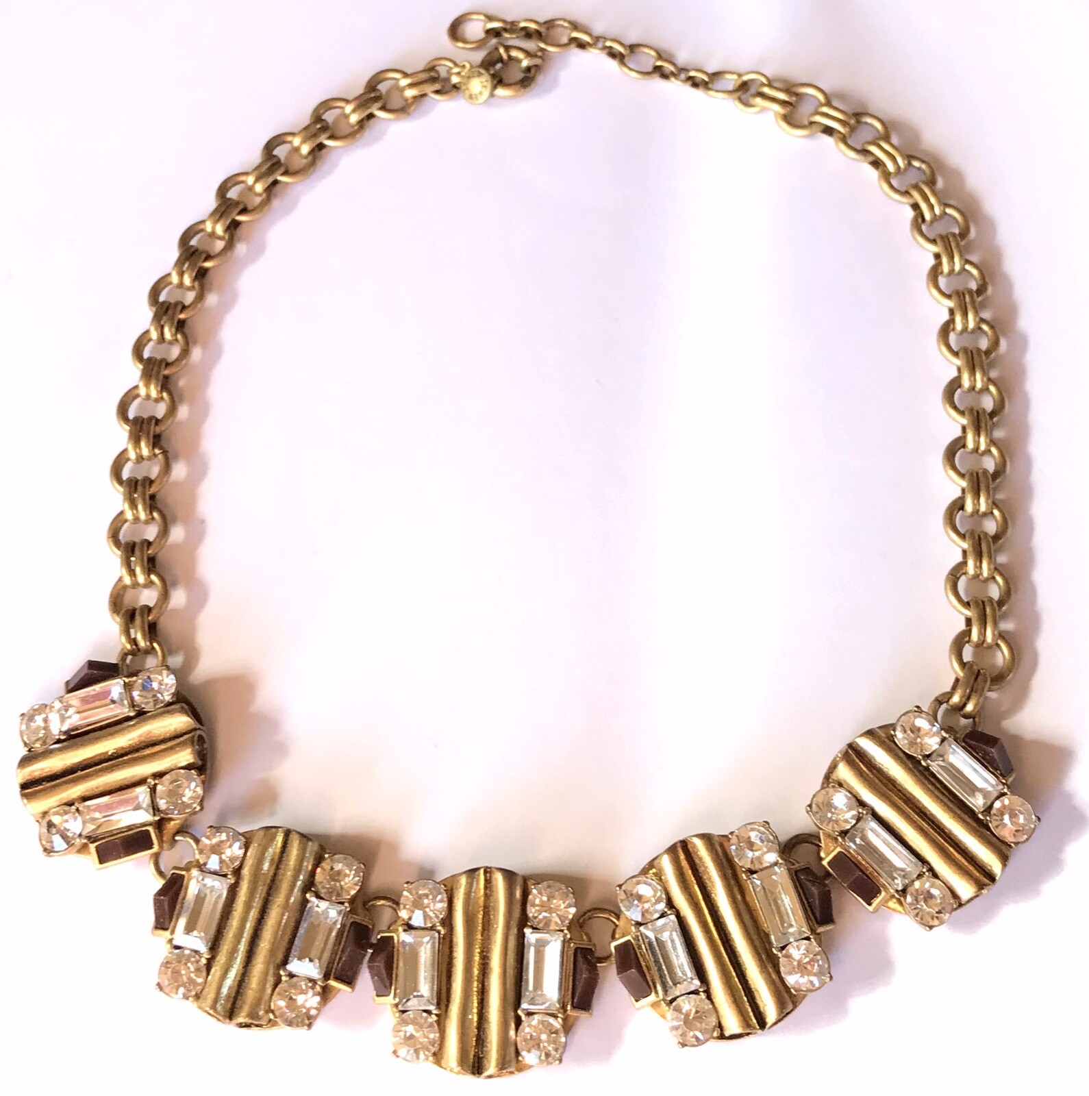 J CREW Chunky Runway RHINESTONE STATEMENT Necklace Go… - Gem
