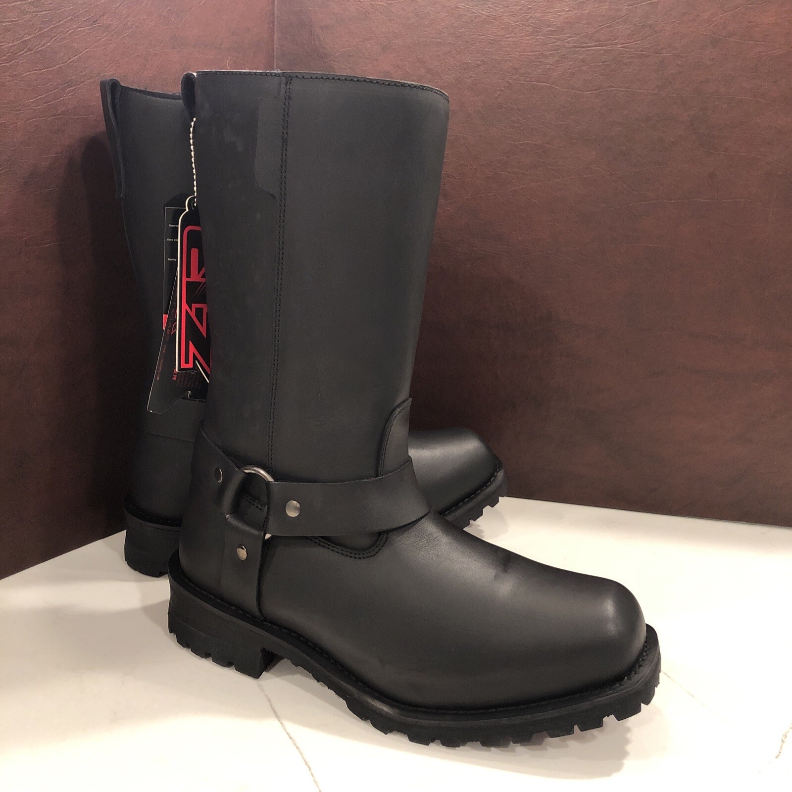Z1R Boots Black Leather Waterproof Riding Boots Riot Zip Side Sz 10 Men ...