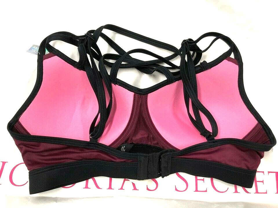 Victoria's Secret Pink Ultimate Strappy Push-up Sports Bra Maroon NWT ...
