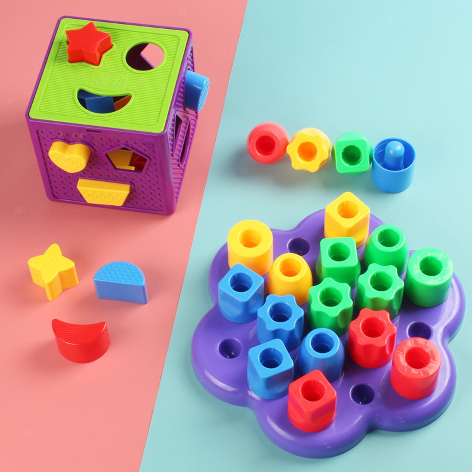 Geometric Shape Blocks and Sorter Box Shape Sorter Toy for Baby ...