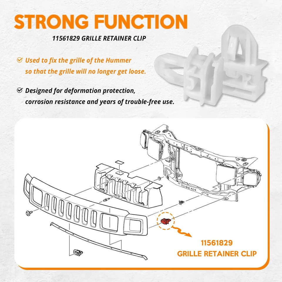 Grille Retainer Clip #11561829 Set For Hummer H3 2006-2010 H3T 2009 ...