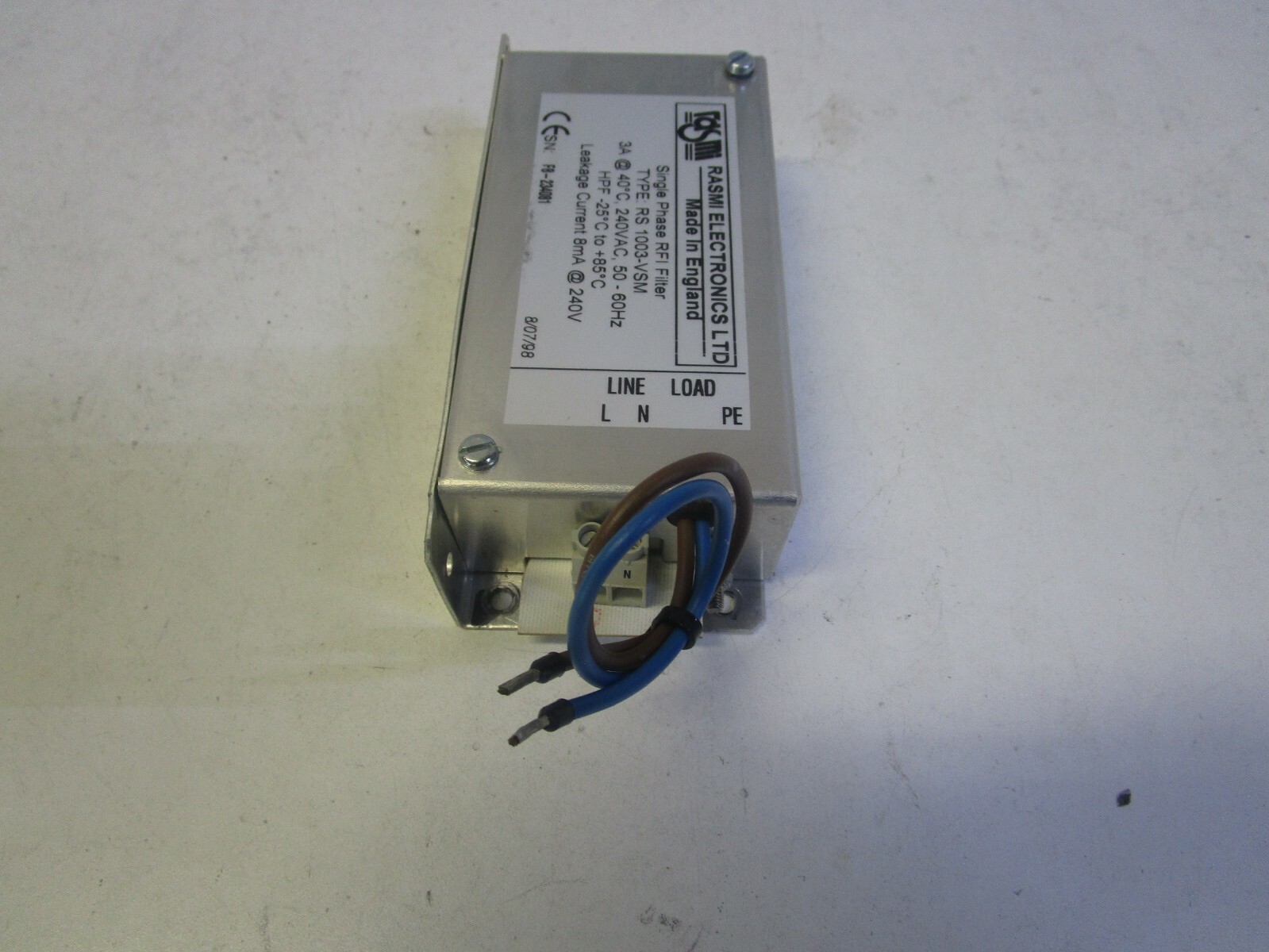 RASMI ELECTRONICS RS1003-VSM SINGLE PHASE RFI FILTER - USED - FREE ...