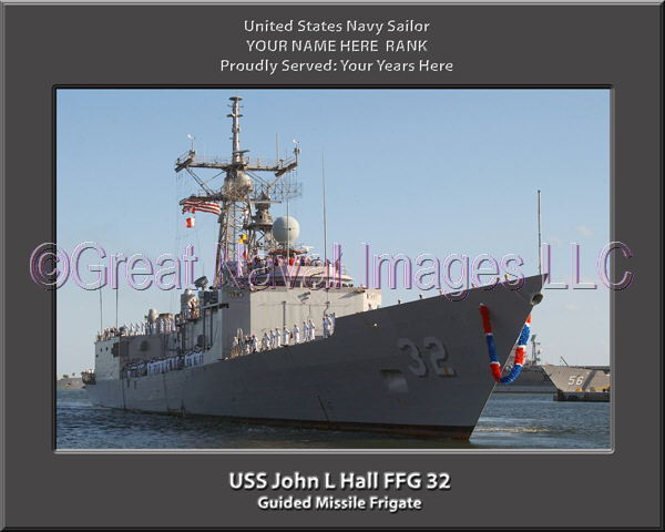 USS John L Hall FFG 32 Personalized Canvas Ship Photo Print Navy ...