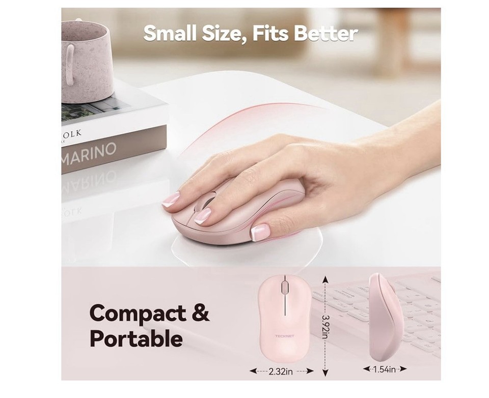TECKNET Silent Wireless Mouse 2.4G USB Receiver 5 DPI Laptop PC Mac Pink | eBay