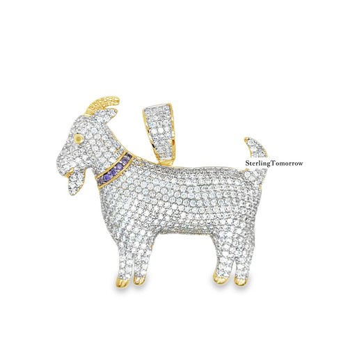 Goat 14K Gold Plated Iced Statement Pendant + AntiTarnish Rope Chain | eBay