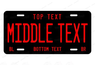Any State Black and Red Personalized Novelty Car Auto License Plate ATV ...