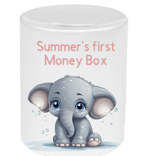 PERSONALISED BABYS FIRST MONEY BOX CUTE BABY ANIMALS BOY GIRL UNISEX ...