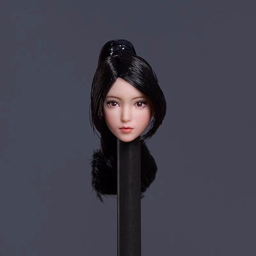 1/12 Female Head Sculpt Black Hair Model for Tbleague Phicen 6" Pale ...