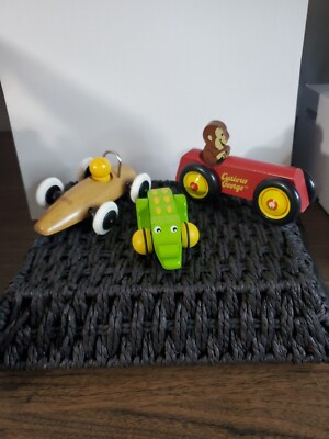 Vintage Wooden Car Lot Of 3 Curious George, BRIO, PINTOY THAILAND | eBay