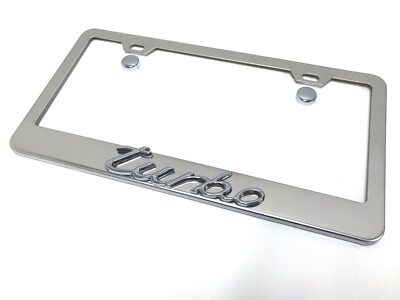 (1) 3D "TURBO" Emblem Logo STAINLESS STEEL Chrome License Plate Frame ...