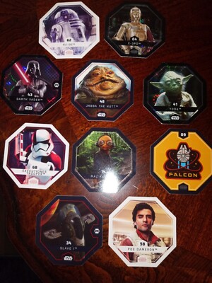 Collectible Star Wars Ten Octagon Cards Tokens 2.125" Yoda, Jabba ...