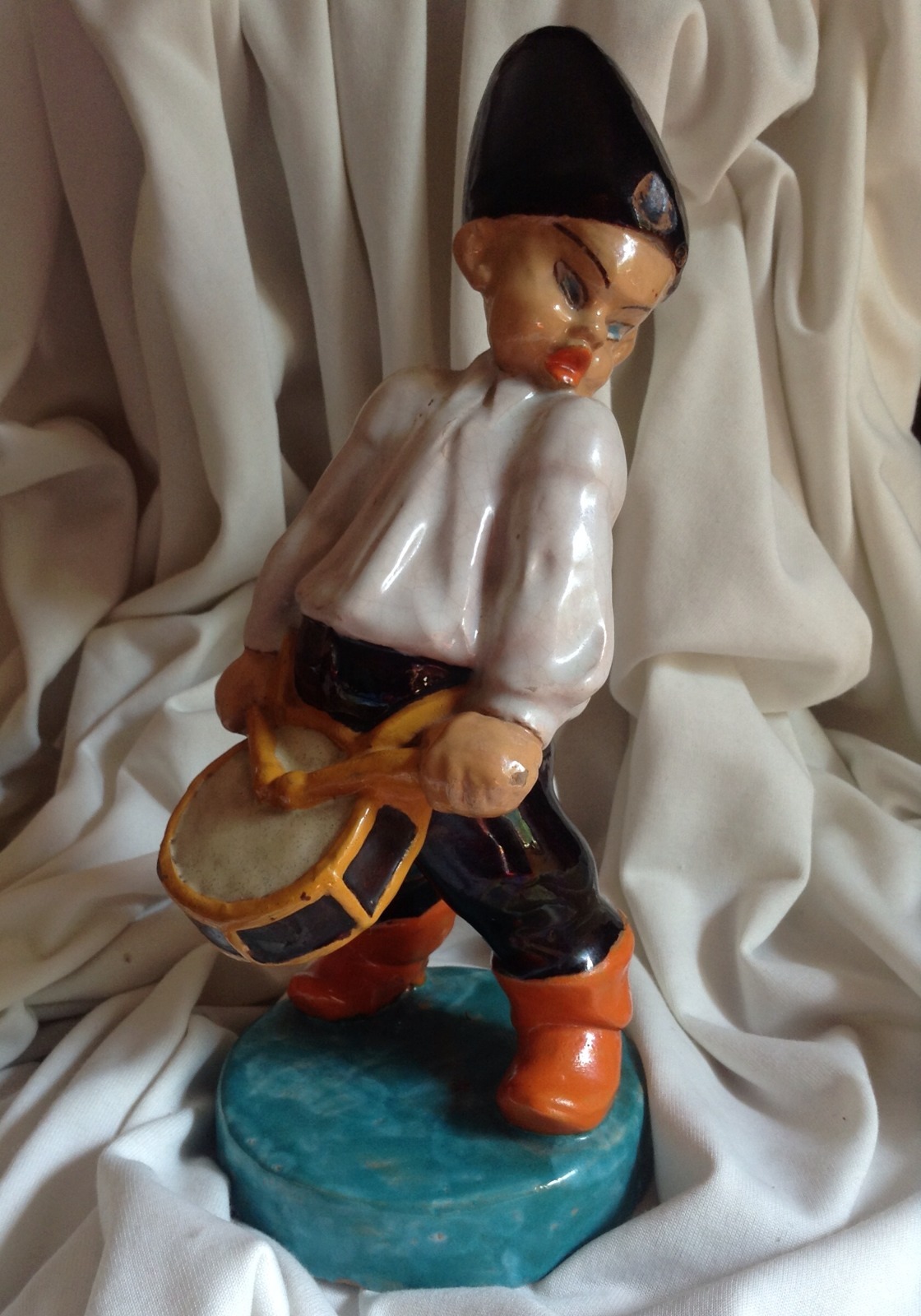 Hungarian Antique Handmade Pottery Statue Figurine Drummer Boy Artist ...