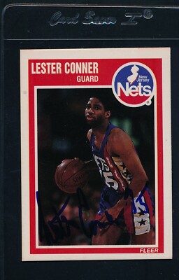 1989/90 Fleer #96 Lester Conner New Jersey Nets Signed Auto *54188 | eBay
