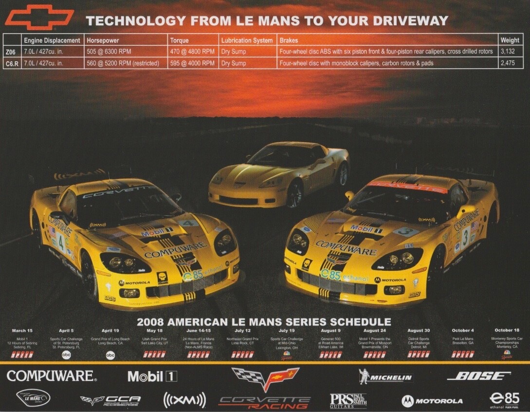 2008 Corvette Racing C6.R GT1 IMSA ALMS Hero Card | eBay